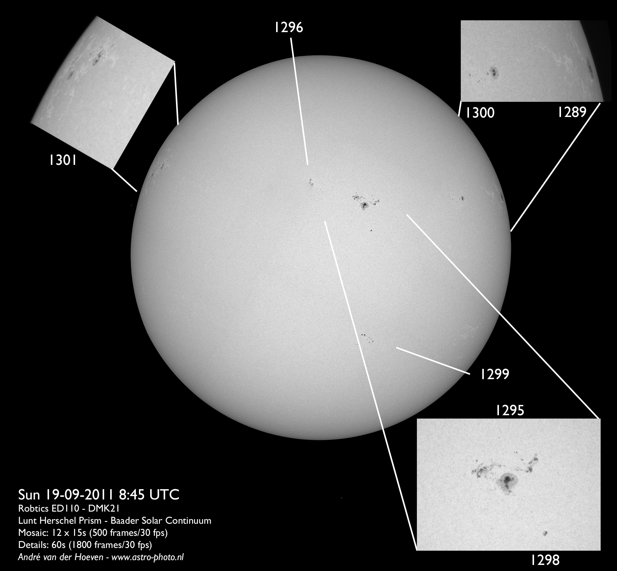 Sun whitelight 19-09-2011 | Astro-photo | by André van der Hoeven